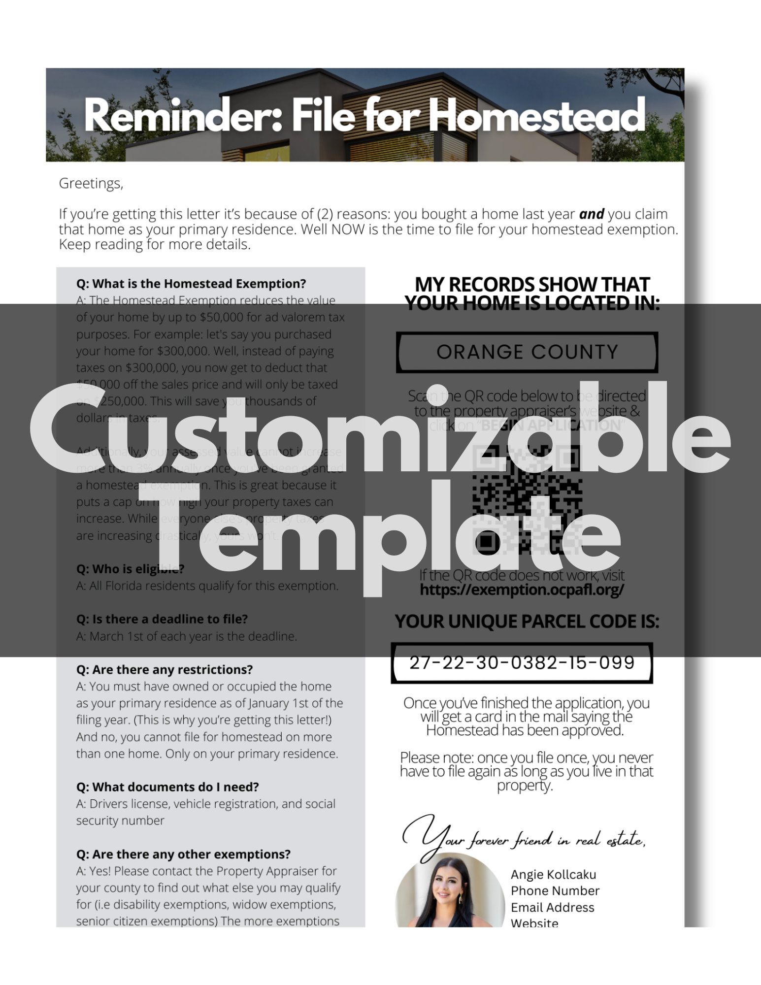 Homestead Reminder Template - Etsy