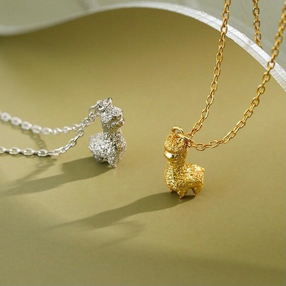 Alpaca Necklace 925 Sterling Silver 18K Gold Cute - Etsy