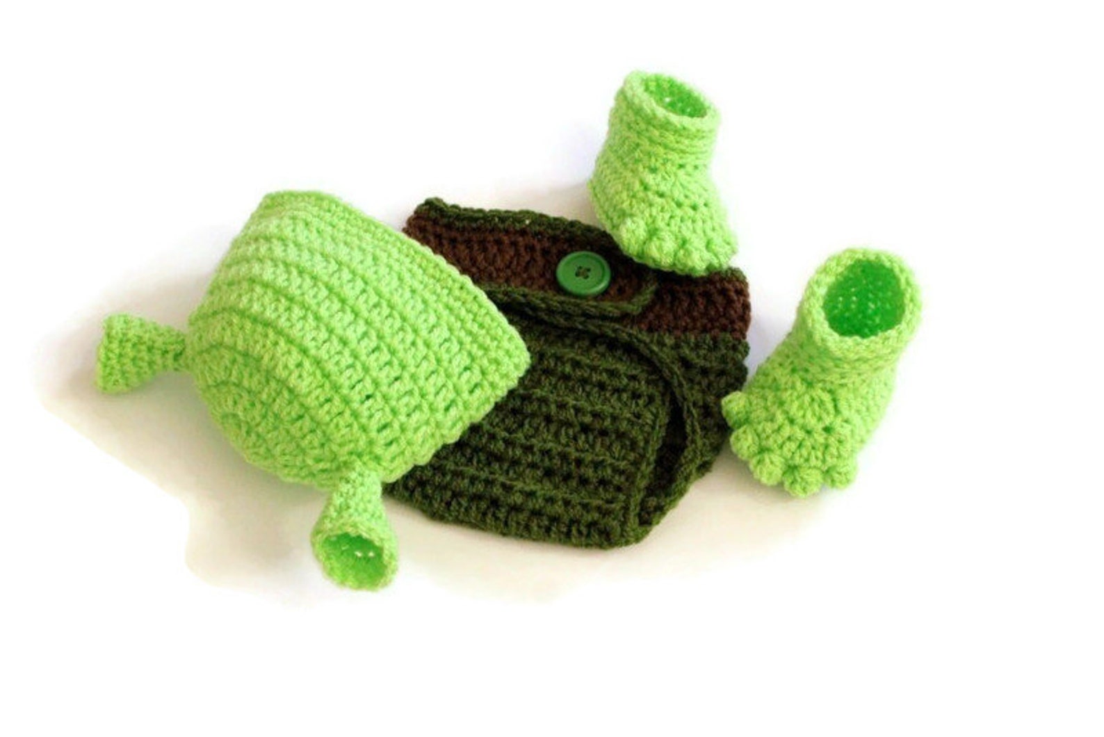 Baby Shrek Inspired Outfit Crochet Hat Feet Slippers Diaper - Etsy