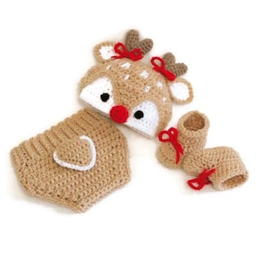 Crochet Baby Reindeer Costume: Newborn Christmas Photo Prop - Etsy
