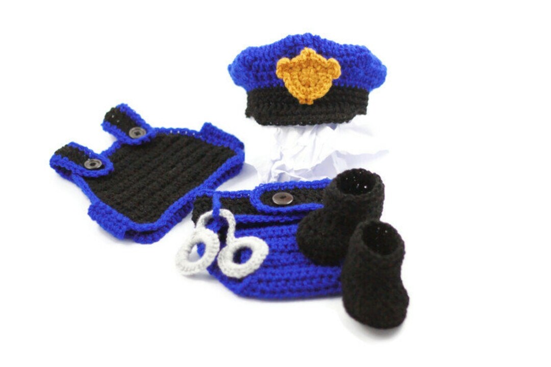 Baby Police Costume Crochet Baby Boy or Girl Policeman Outfit Police ...