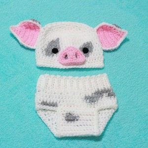Pua Inspired Costume Crochet Baby White Pig Outfit Newborn Shower Gift ...