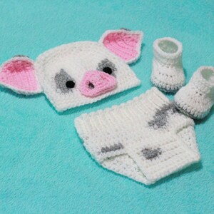 Pua Inspired Costume Crochet Baby White Pig Outfit Newborn Shower Gift ...