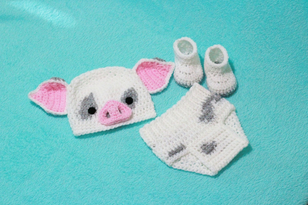 Pua Inspired Costume Crochet Baby White Pig Outfit Newborn Shower Gift ...