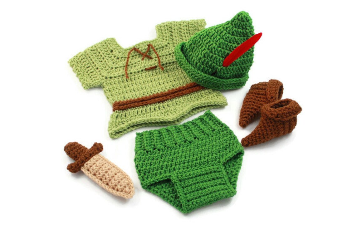 Peter Pan Inspired Costume Crochet Baby Peter Pan Outfit Newborn Shower ...