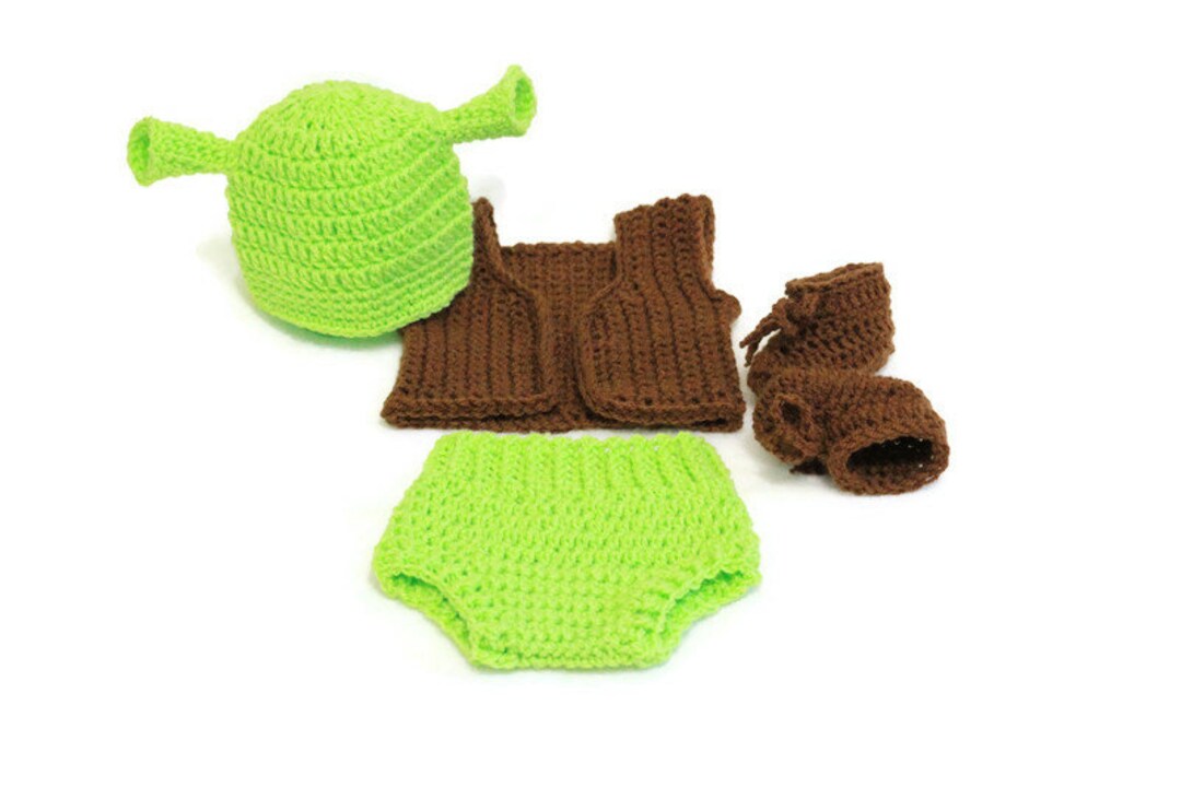 Shrek Inspired Outfit Crochet Baby Shrek Costume Newborn Green Ogre ...