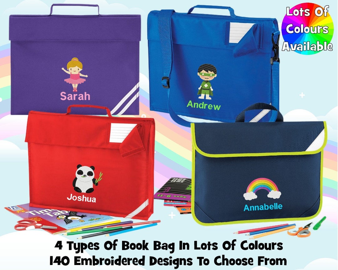 Personalised Embroidered Book Bags for School Children Kids Bag in Lots ...