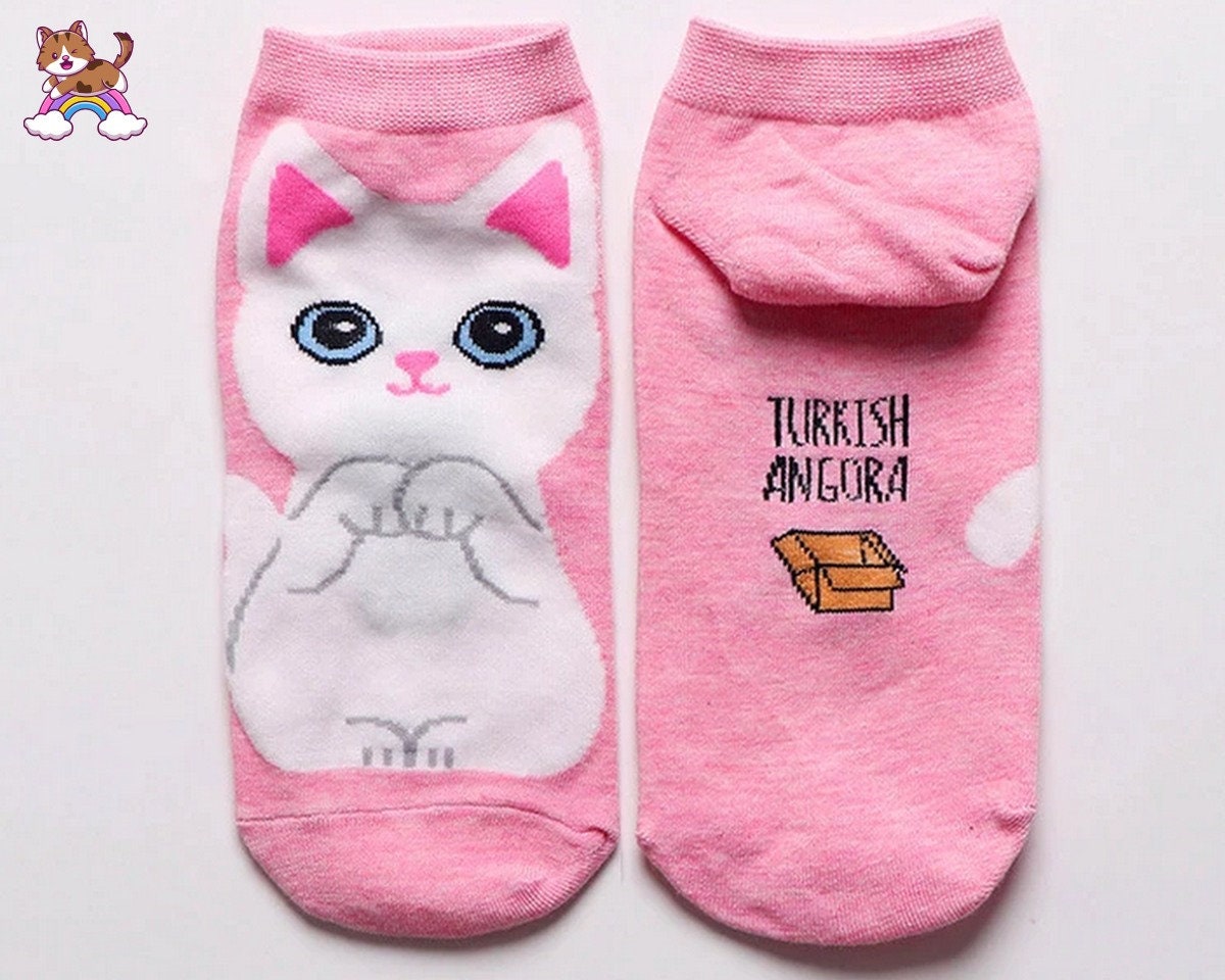 Cute Cat Trainer Socks Pair of Socks Foot Size 3-6 5 Cats - Etsy UK