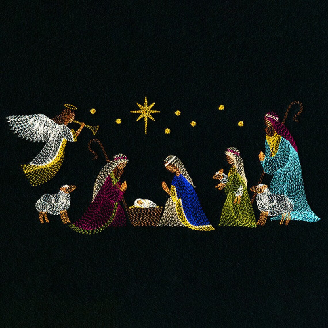 Embroidered Light Embroidery Nativity Scene Sweatshirt or - Etsy UK