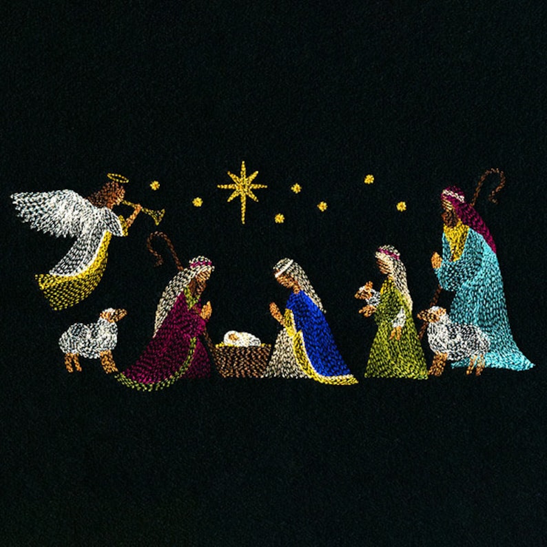 Embroidered Light Embroidery Nativity Scene Sweatshirt or - Etsy UK