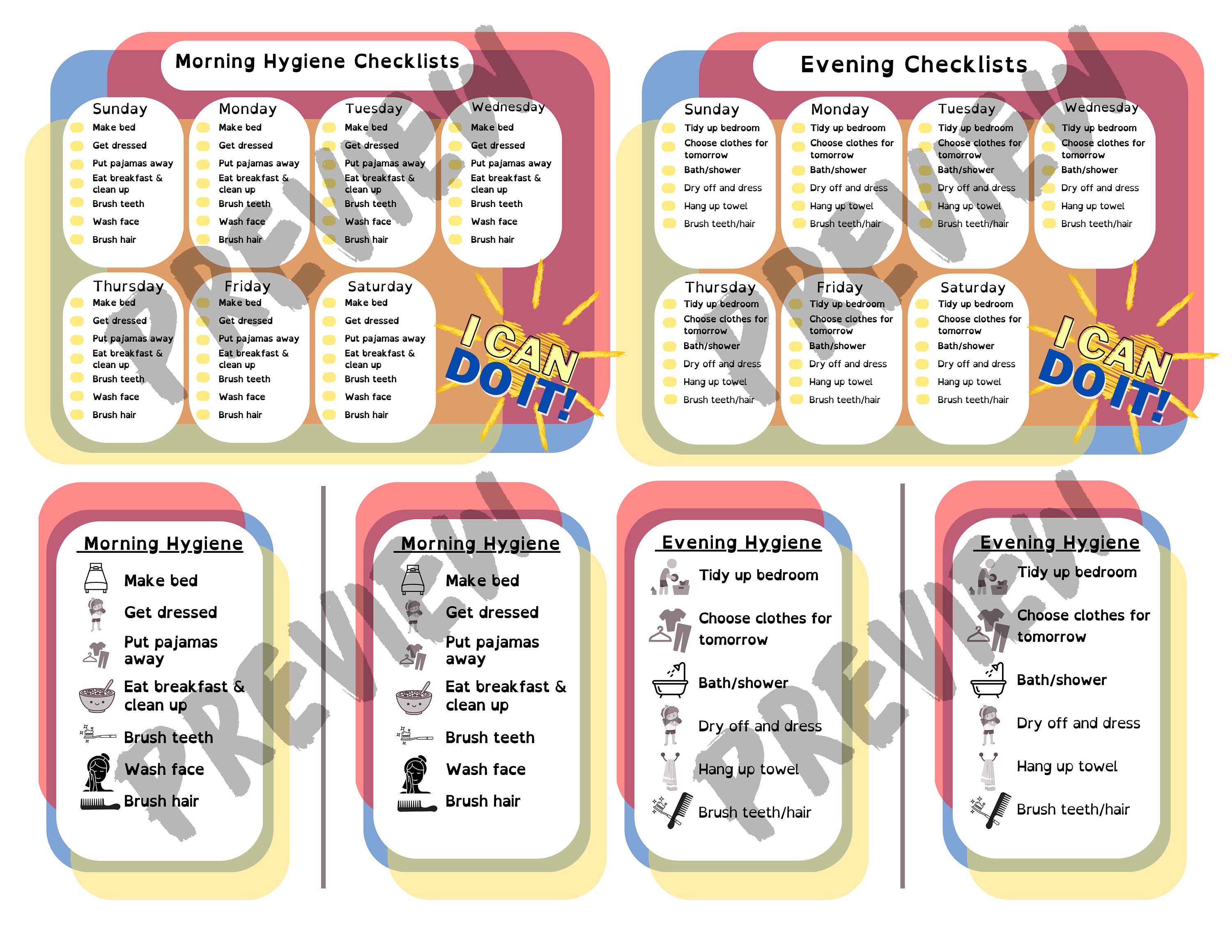 Daily Hygiene Checklists - I Can Do It! - Etsy