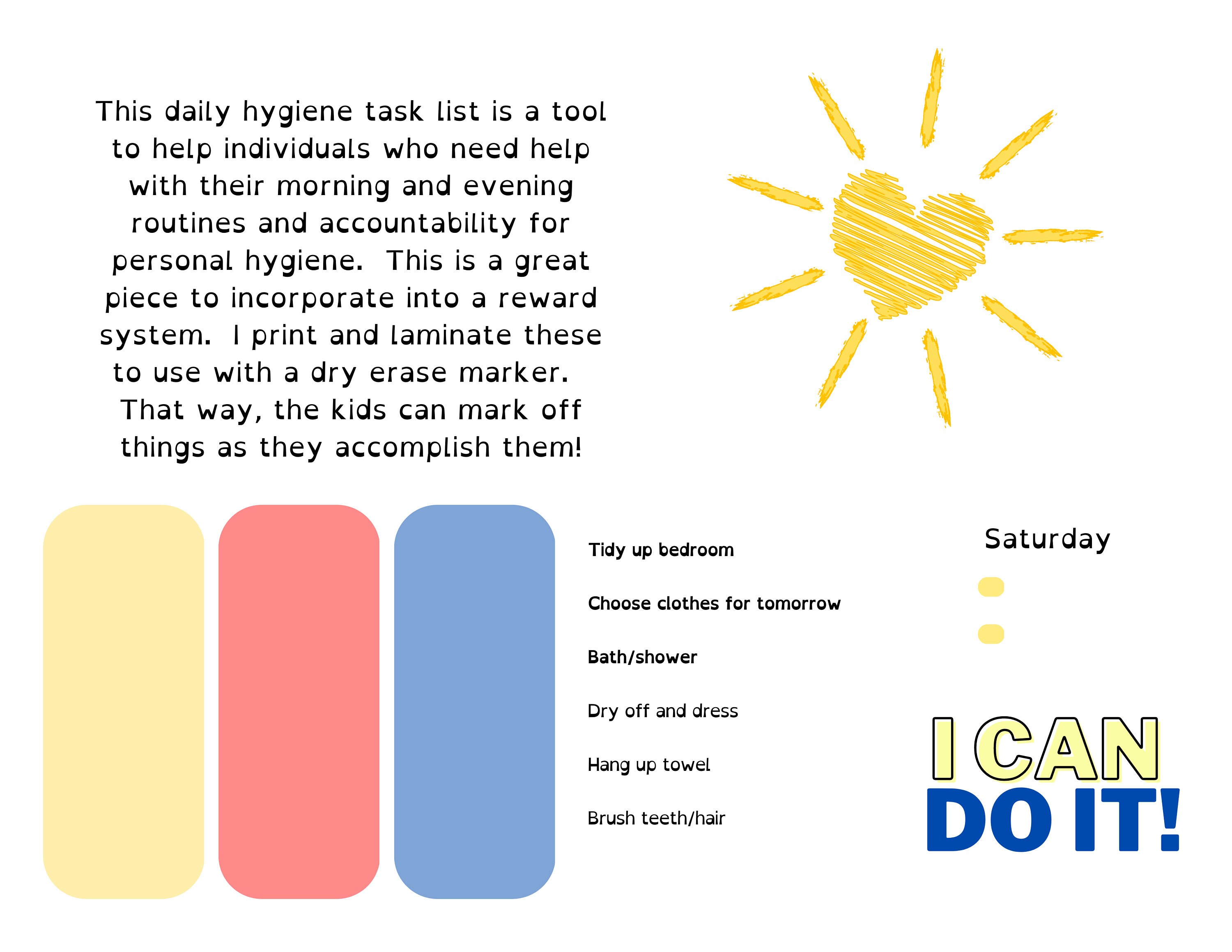 Daily Hygiene Checklists - I Can Do It! - Etsy