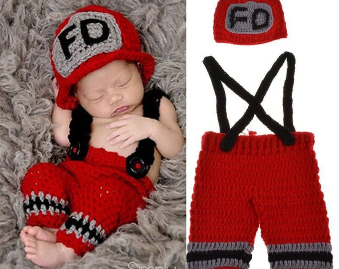Baby Firefighter Outfit,photo Prop,costume Crochet,firefighter Baby ...