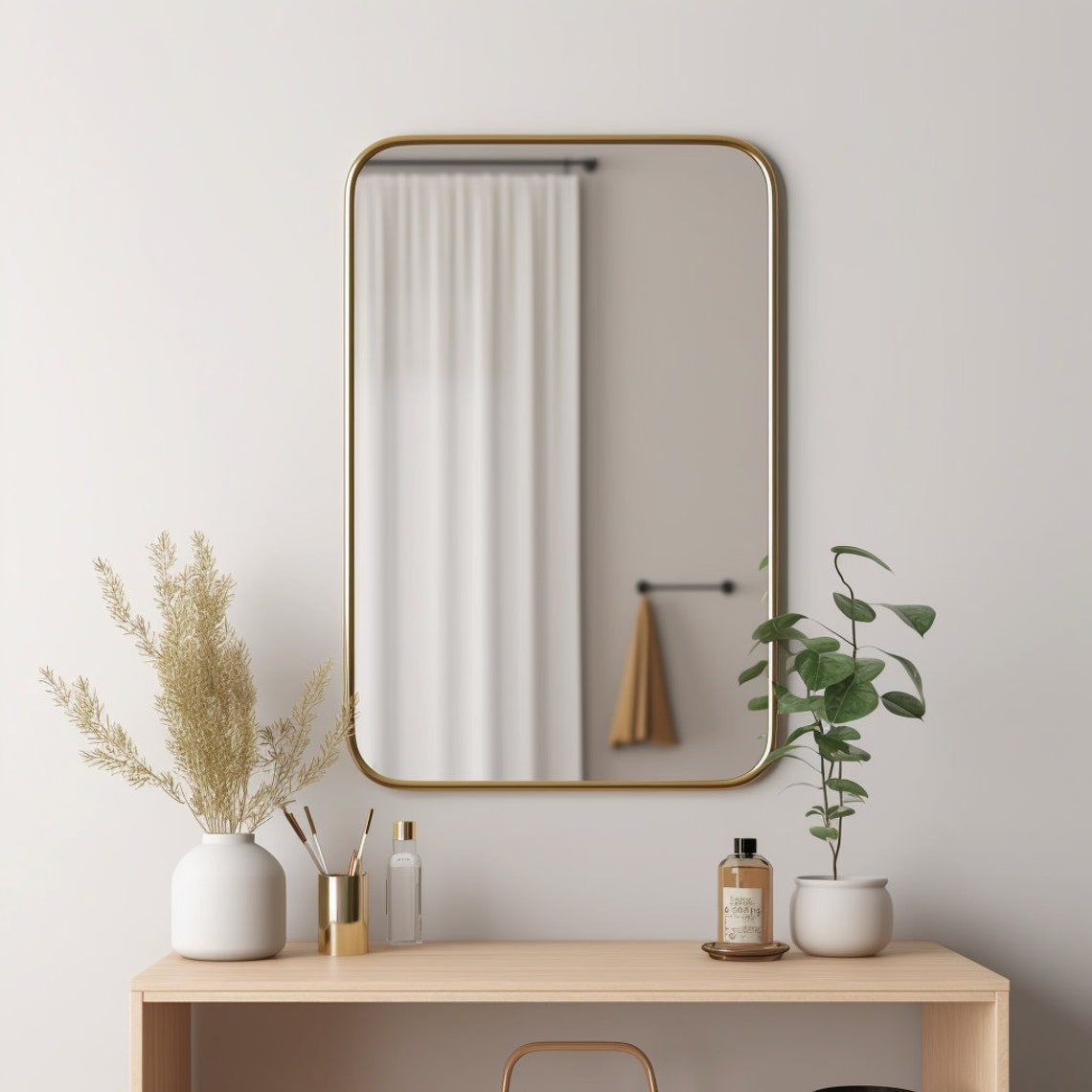 Edge Gold Rounded Rectangular Mirror - Etsy Canada