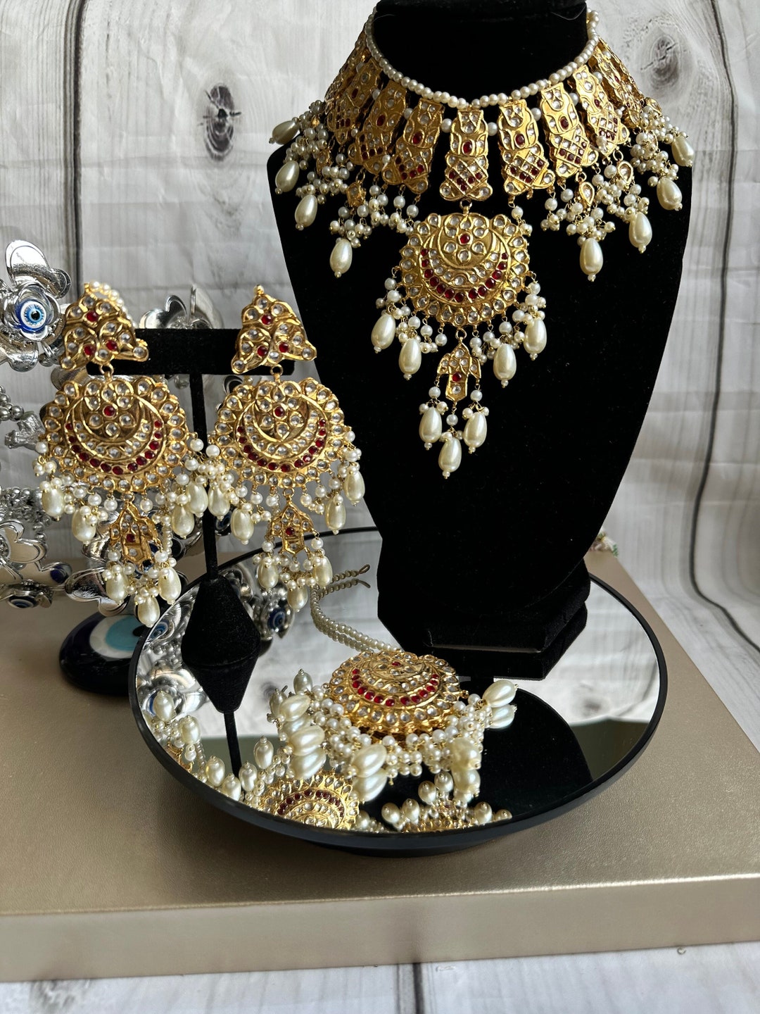 24K Gold Plated Pakistani Semi Bridal Set|| Super Lightweight - Etsy