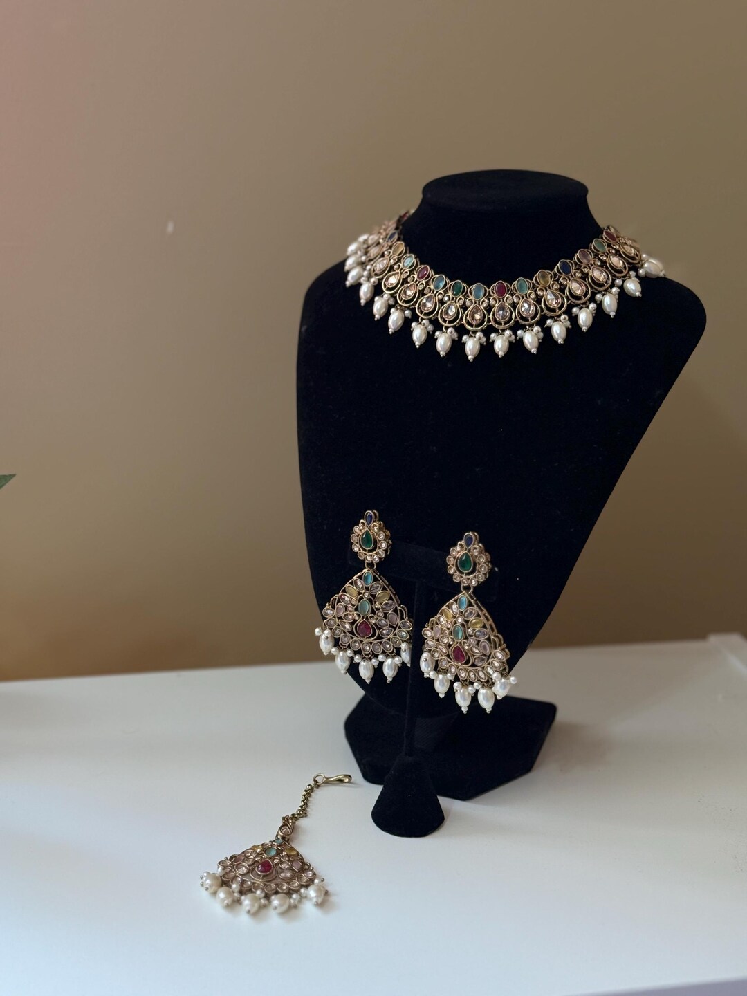 Champagne Gold Polki Necklace Set: Indian Kundan Jewelry - Etsy