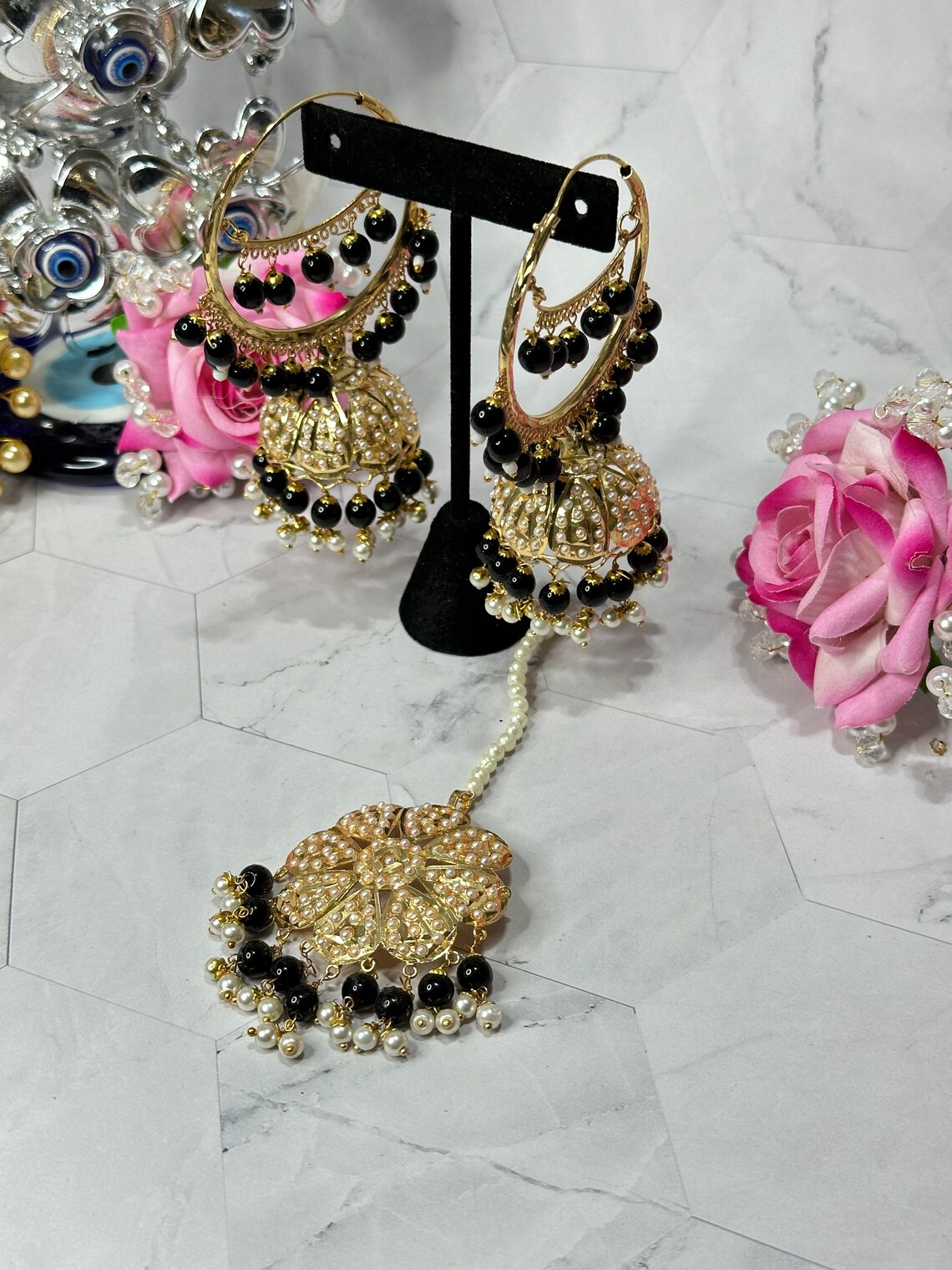 Punjabi Traditional Pipal Patti Jhumki Jaduoa Tikka Set|| Gidha ...