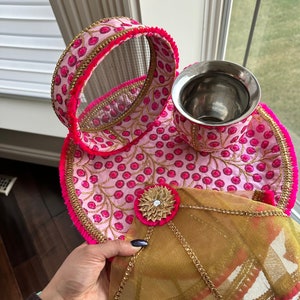 Karwa Chauth Thali Set /indian Festival Essentials/ Wedding Accessories/ Karwa Chauth Gift ...