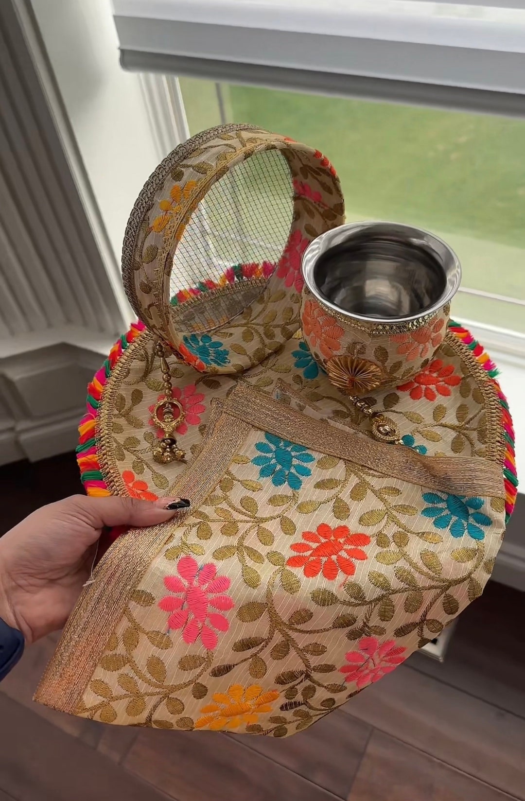 Karwa Chauth Thali Set /indian Festival Essentials/ Wedding Accessories/ Karwa Chauth Gift ...