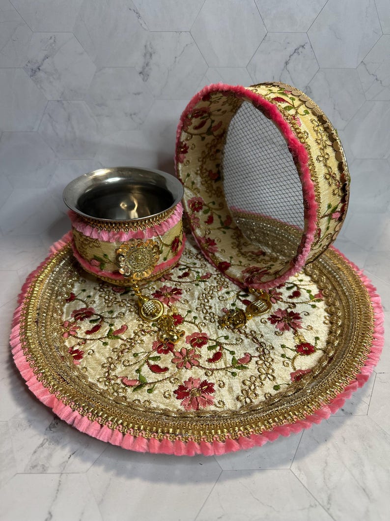 Karwa Chauth Thali Set /indian Festival Essentials/ Wedding Accessories/ Karwa Chauth Gift ...
