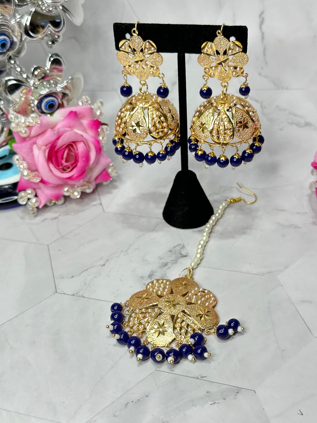 Punjabi Traditional Pipal Patti Jhumki Jaduoa Tikka Set|| Gidha ...