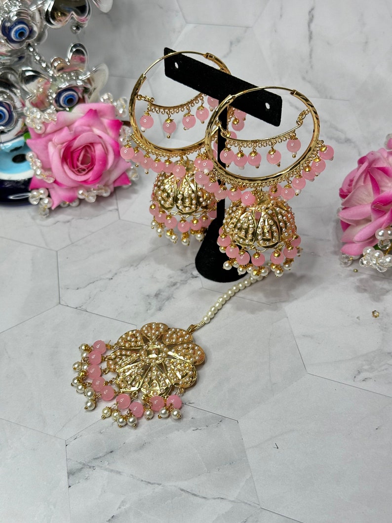 Punjabi Traditional Pipal Patti Jhumki Jaduoa Tikka Set|| Gidha ...