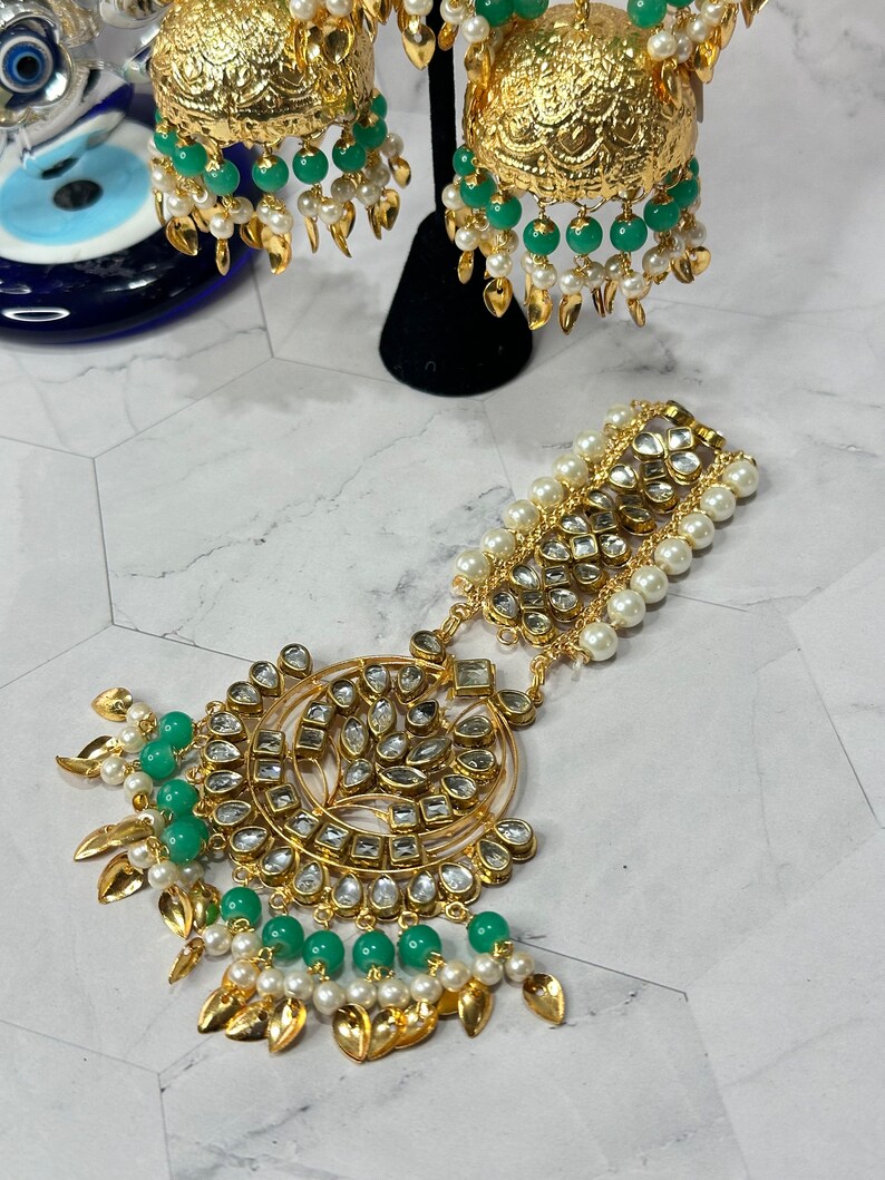Teal Green Punjabi Traditional Pipal Patti Tikka Set|| Gidha || Bhangra ...