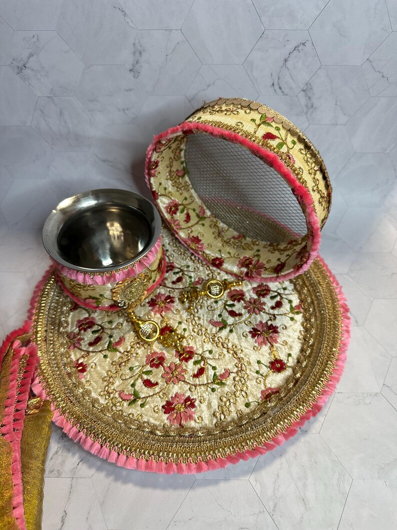 Karwa Chauth Thali Set /indian Festival Essentials/ Wedding Accessories/ Karwa Chauth Gift ...