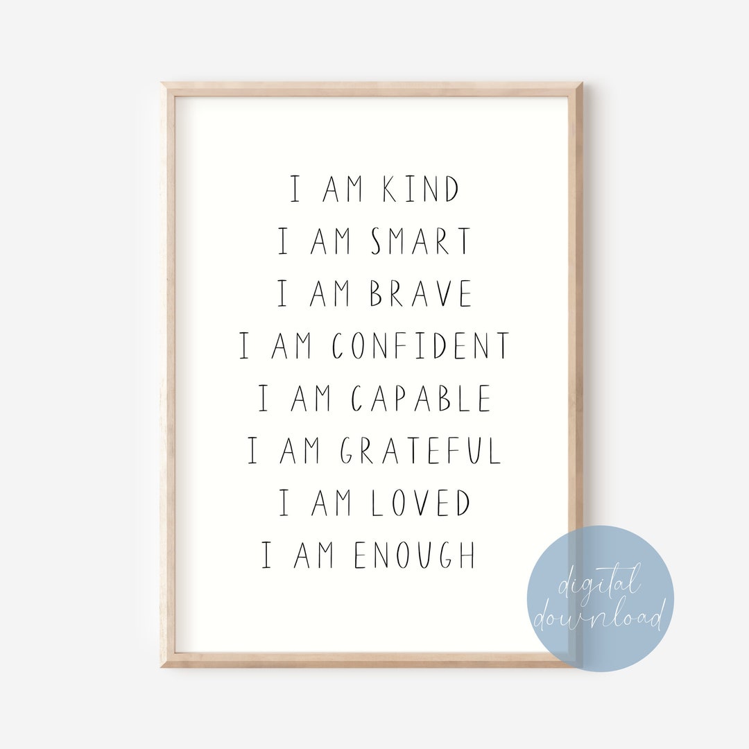 Affirmations Nursery Wall Art Print | Kid Room Print | Quote Print ...