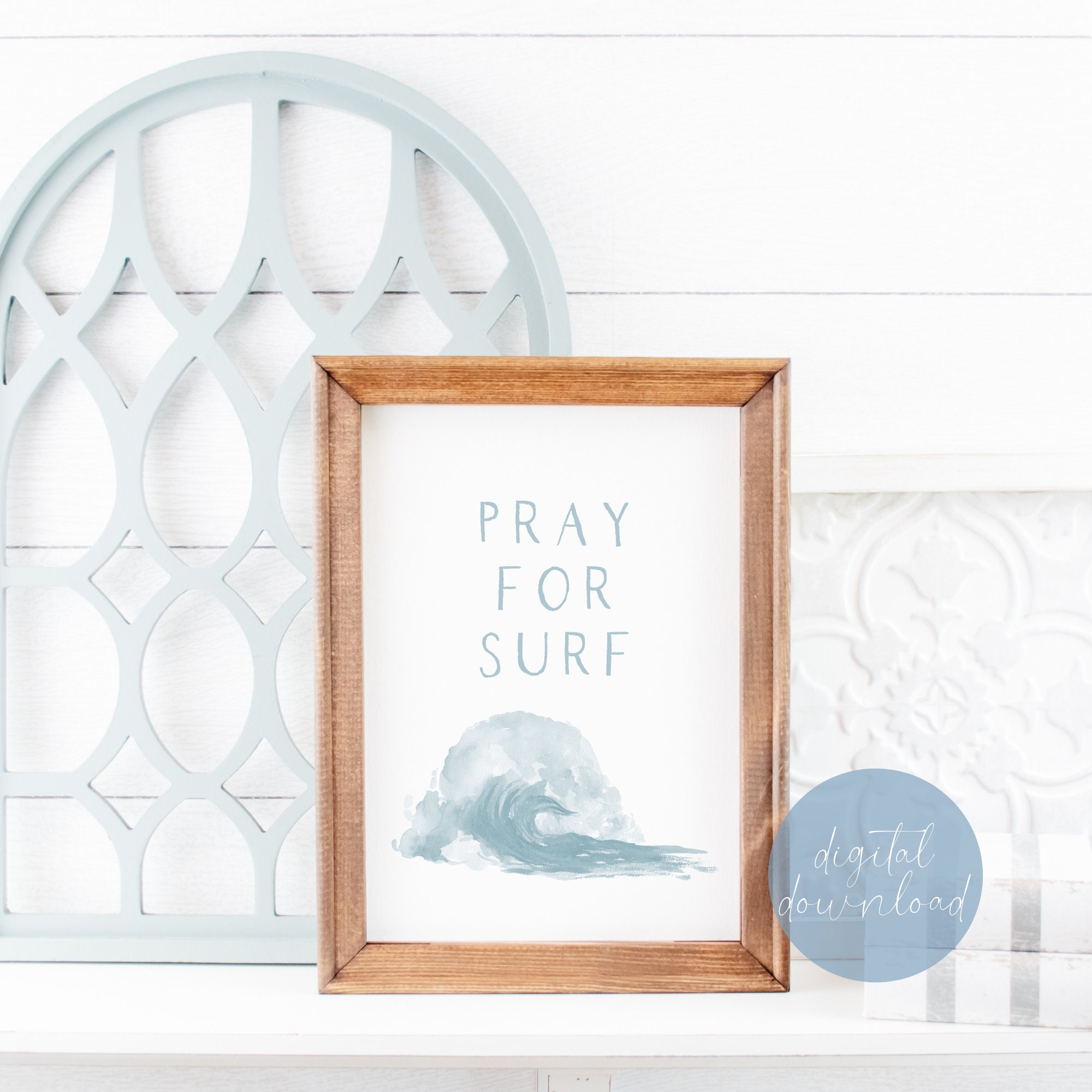 Pray for Surf Wall Art Printable Nursery Wall Prints Nursery | Etsy