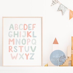Pastel Watercolor Alphabet Print Poster Nursery Wall Art - Etsy