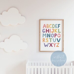 Rainbow Watercolor Alphabet Print Poster Nursery Wall Art Educational ...