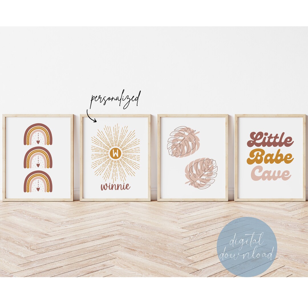 Boho Nursery Wall Art Set of Four Prints Boho Kids Room Decor Boho ...
