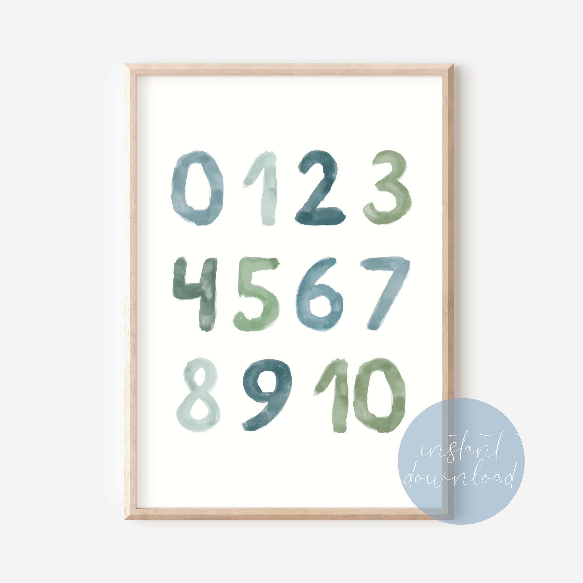 Emerald Watercolor Alphabet Number Print Poster Nursery Wall | Etsy
