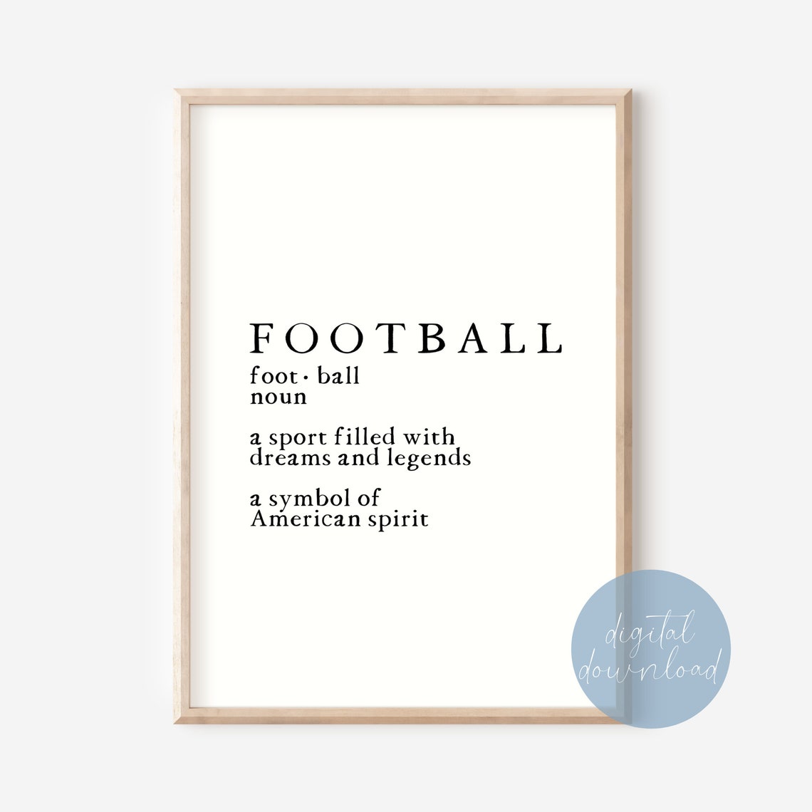 Football Wall Art Print Digital Download, Football Dictionary Print ...