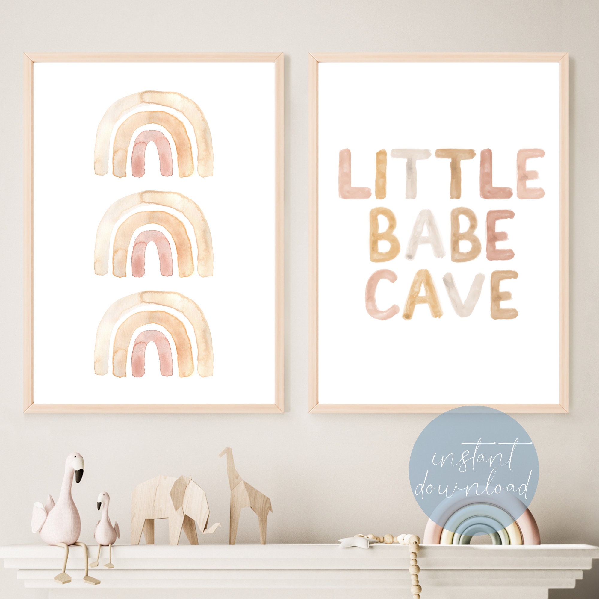 Little Babe Cave Boho Watercolor Nursery Wall Art Print | Boho Kids ...