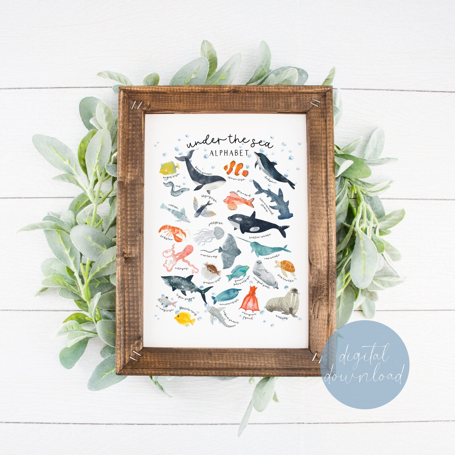 Under the Sea Alphabet Print Beach Nursery Decor Sea - Etsy