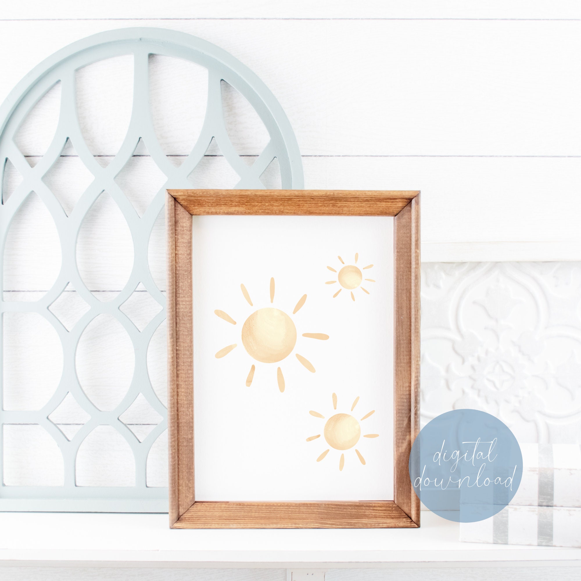 Sun Watercolor Print Digital Download Nursery Wall Art Kid - Etsy