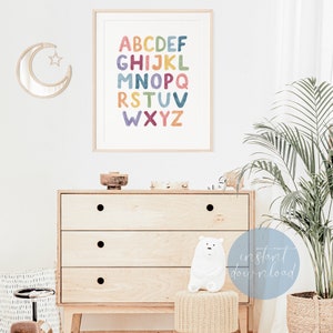Rainbow Watercolor Alphabet Print Poster Nursery Wall Art Educational ...
