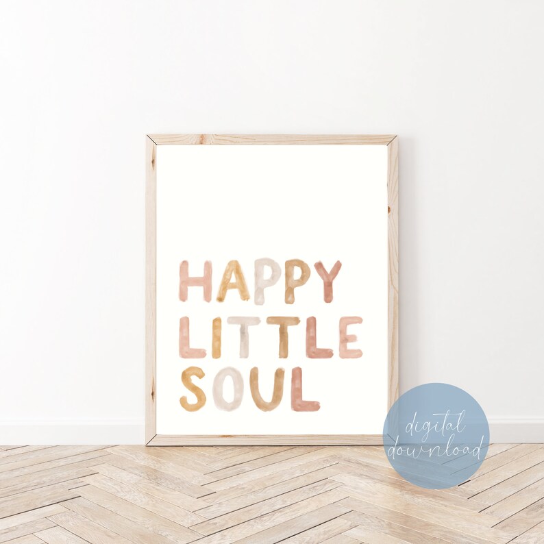 Happy Little Soul Boho Watercolor Nursery Wall Art Print - Etsy