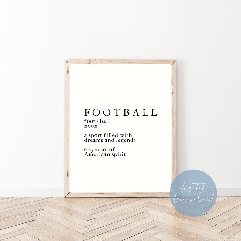 Football Wall Art Print Digital Download, Football Dictionary Print ...