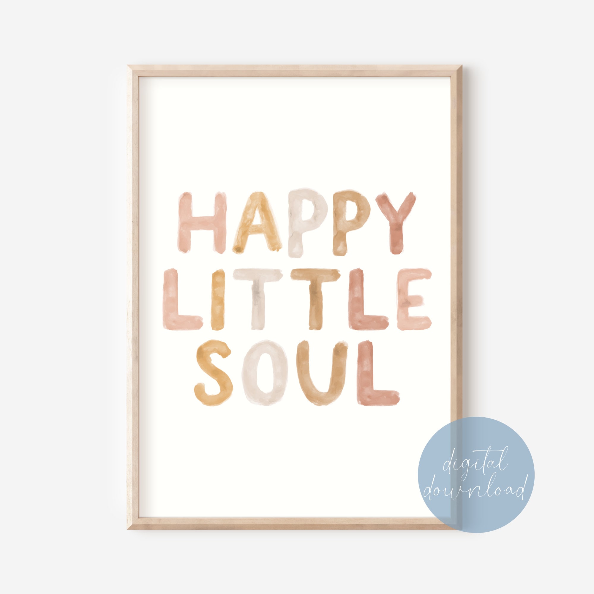Happy Little Soul Boho Watercolor Nursery Wall Art Print | Boho Kids ...