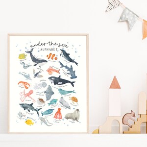 Under the Sea Alphabet Print | Beach Nursery Decor | Sea Animals Print ...