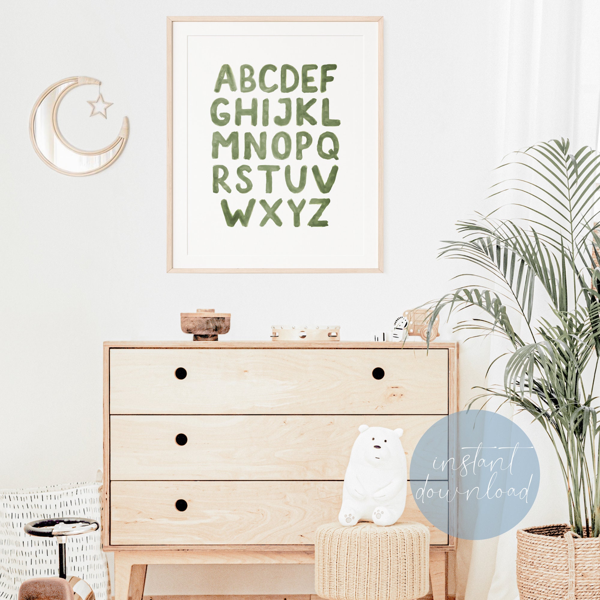 Green Watercolor Alphabet Poster | Nursery Wall Art | Educational ...