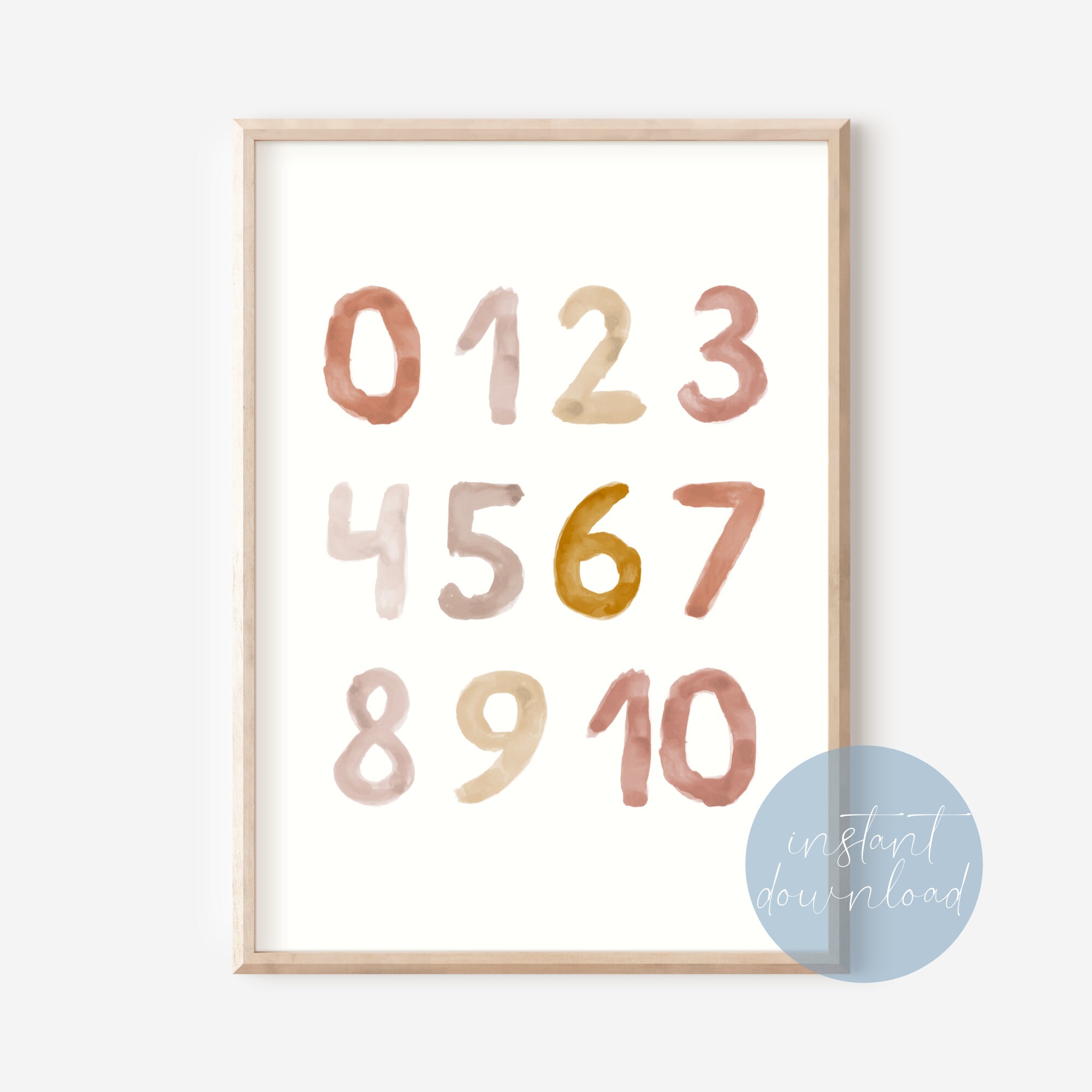 Boho Watercolor Alphabet Number Shape Set of Four Prints - Etsy