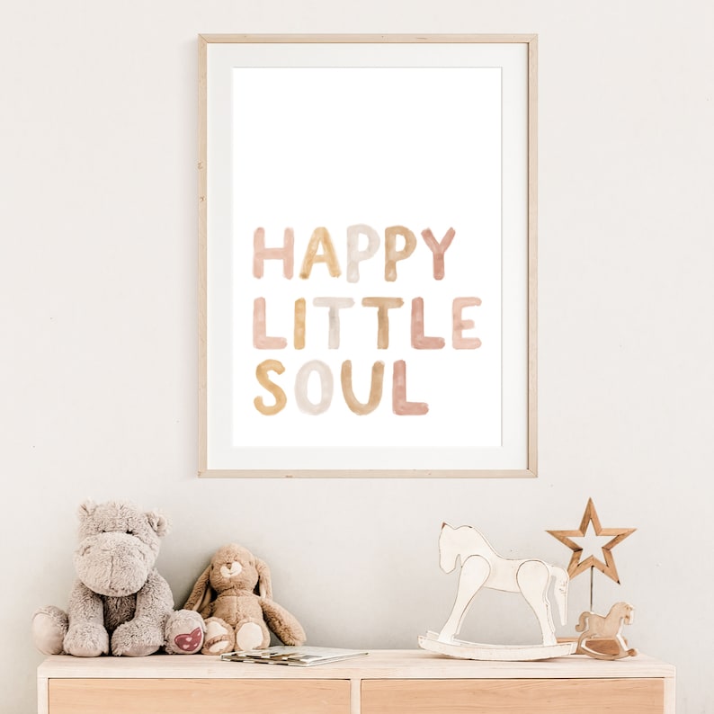Happy Little Soul Boho Watercolor Nursery Wall Art Print - Etsy