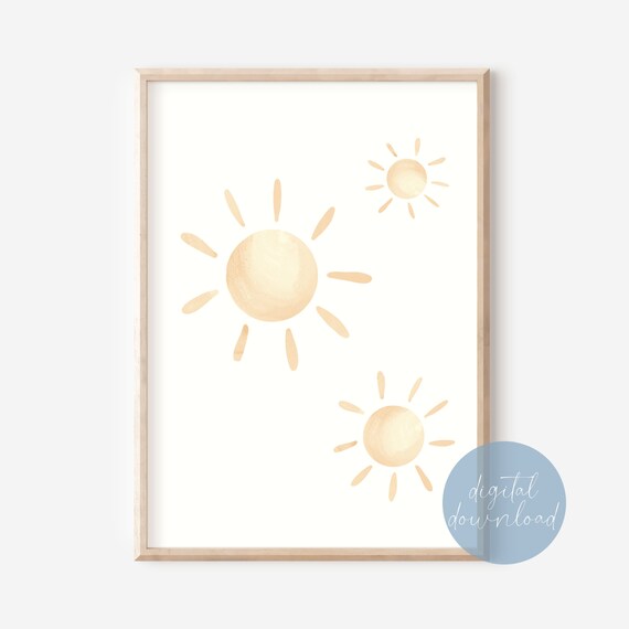 Sun Watercolor Print Digital Download Nursery Wall Art Kid - Etsy