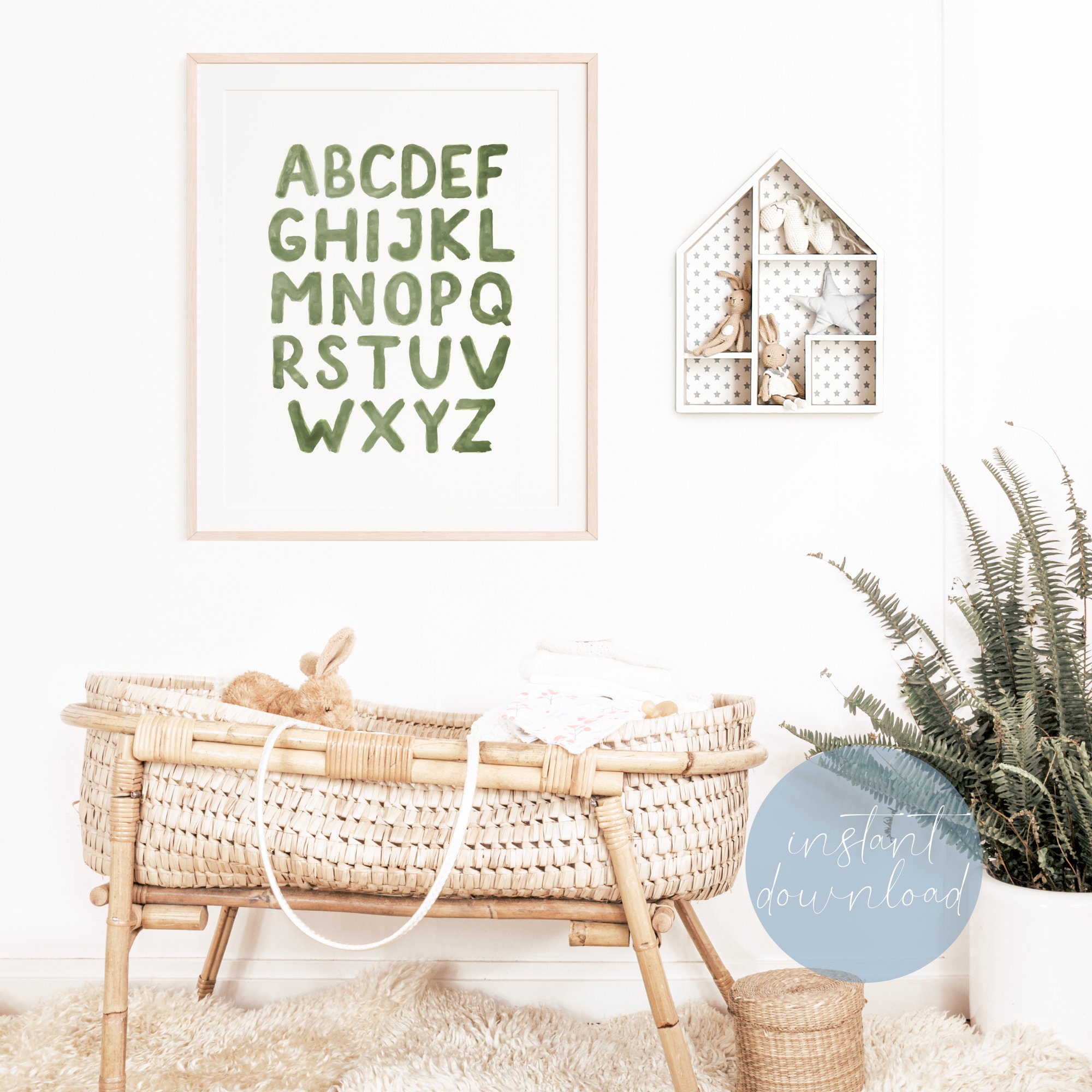 Green Watercolor Alphabet Poster | Nursery Wall Art | Educational ...