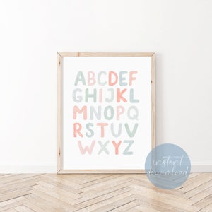 Pastel Watercolor Alphabet Print Poster Nursery Wall Art - Etsy