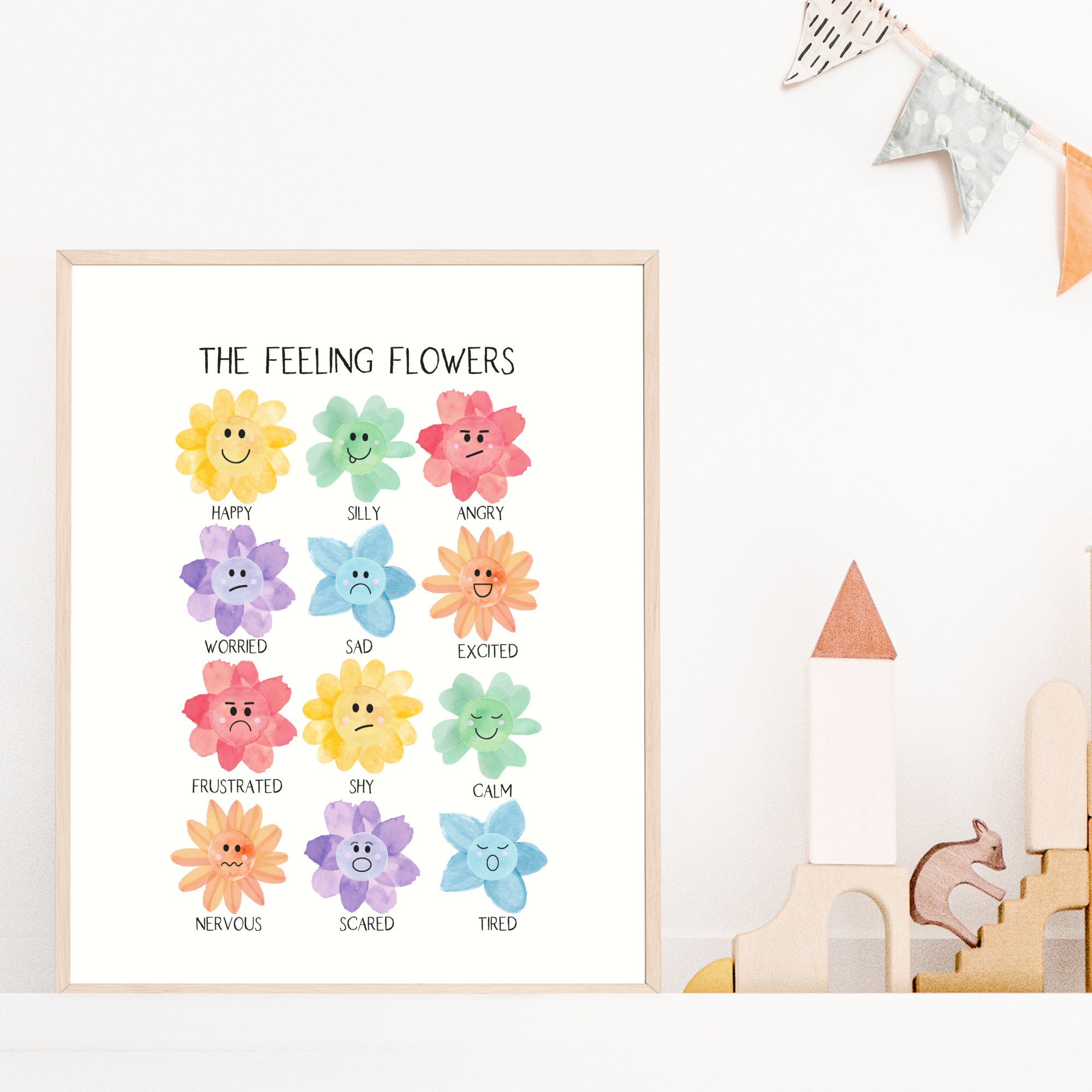 Rainbow Feelings Chart, Feeling Flower Chart, Emotion Chart Print ...